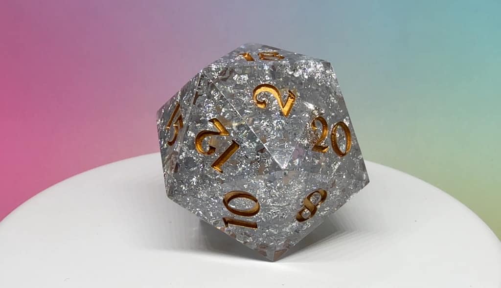 Silver Shard Chonk D20 – Oversized Resin Die with Luxurious Shimmer ...